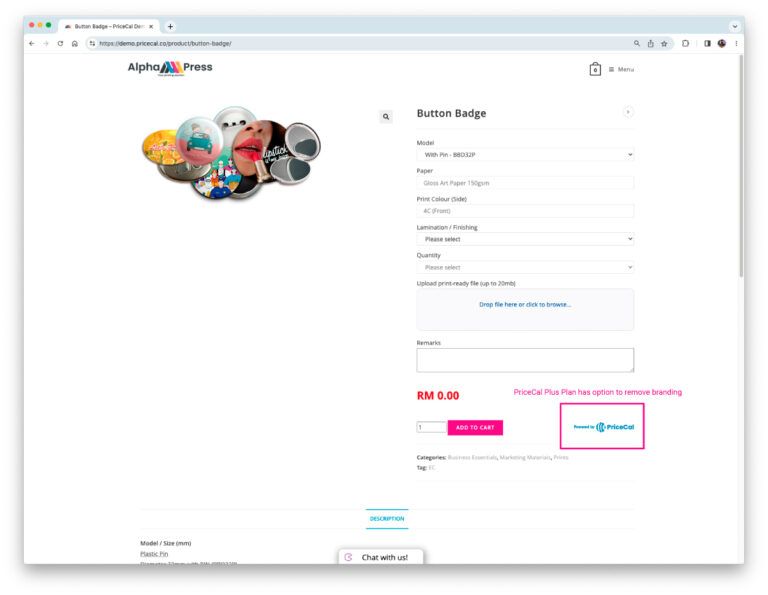 Remove PriceCal Branding - pricecal.co
